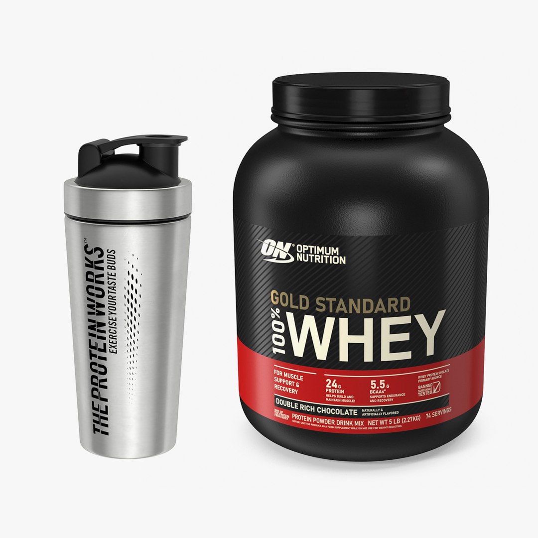 Whey Protein with Stainless Steel Shaker Collection 3D model ...