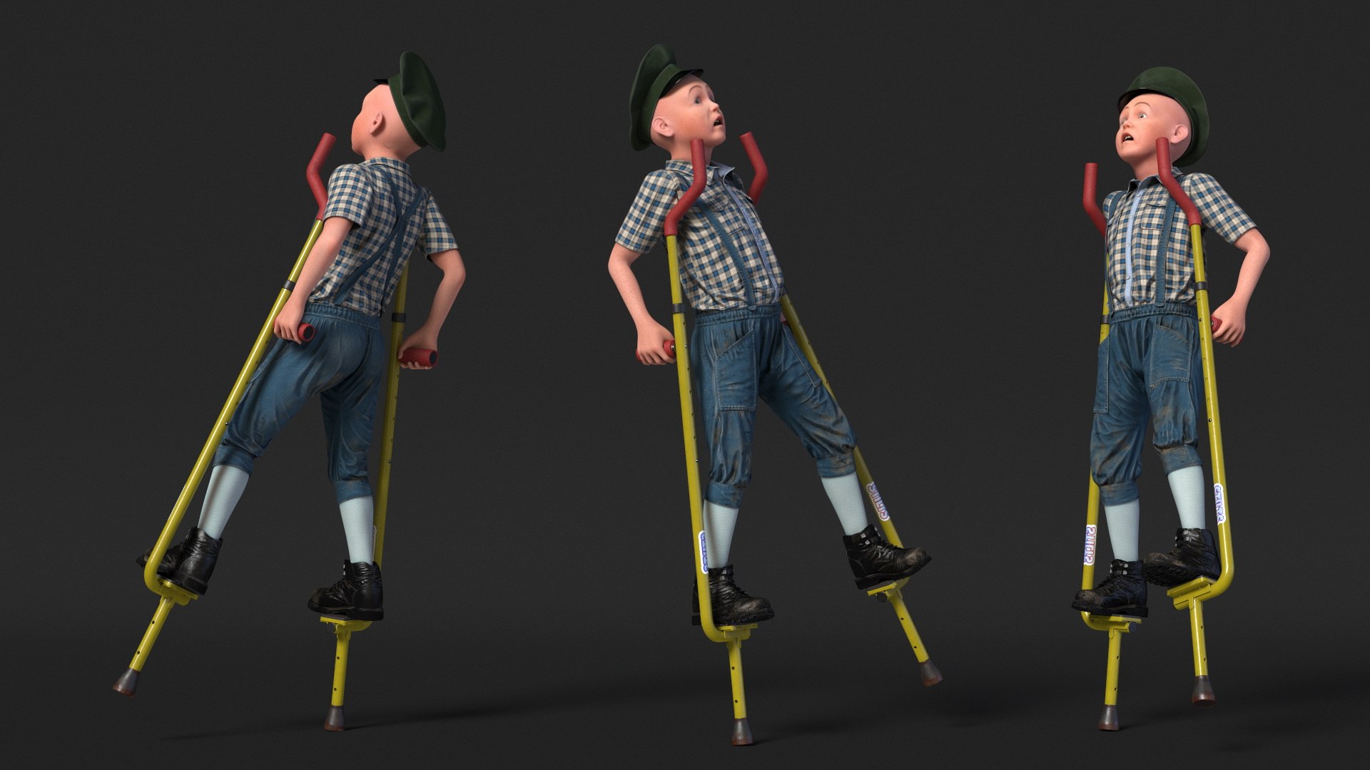 3D Boy On Walking Stilts Fur - TurboSquid 2302266