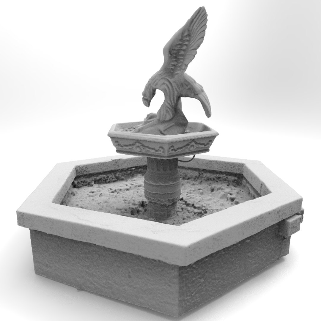 Pond Statue Water Fountain Obj