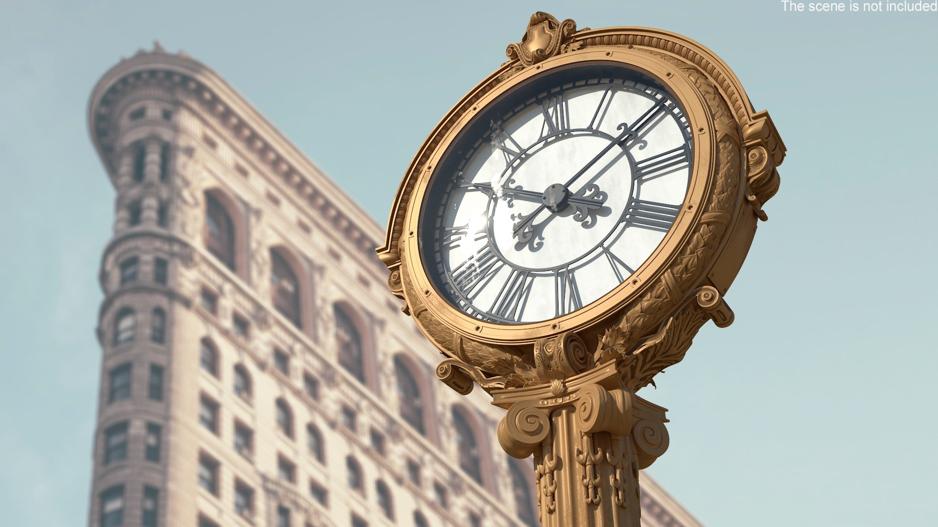 3D Vintage Street Clock - TurboSquid 2235614