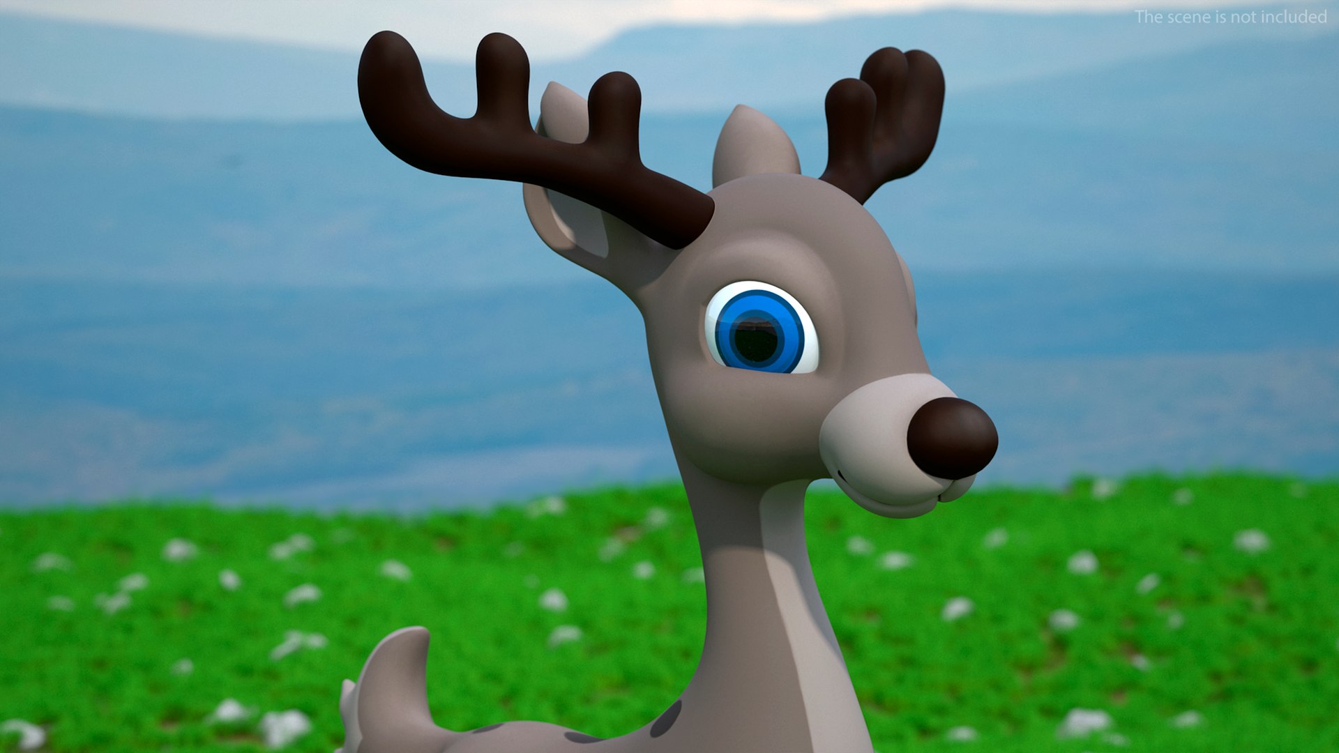 3D Grey Cartoon Deer Rigged - TurboSquid 2095350