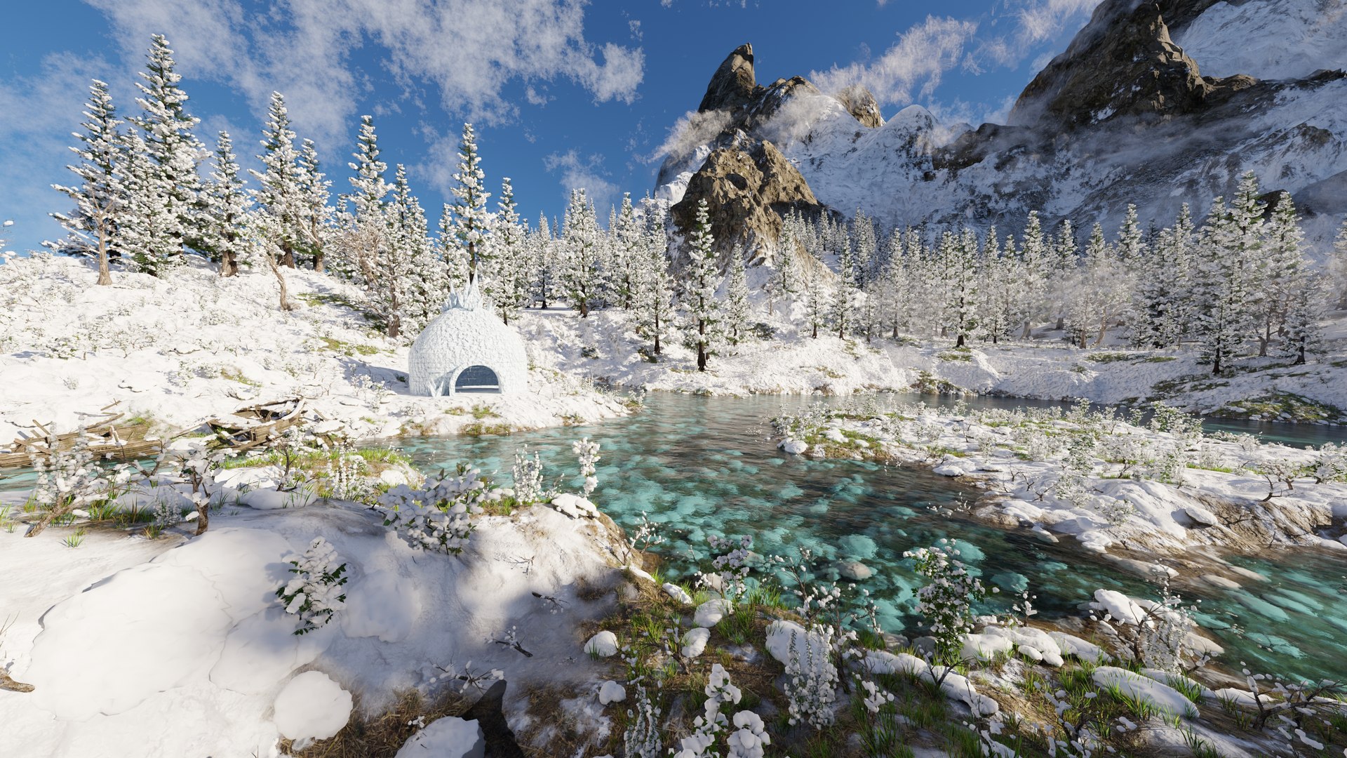 Igloo Snow Landscape Scene 3D Model - TurboSquid 1965247