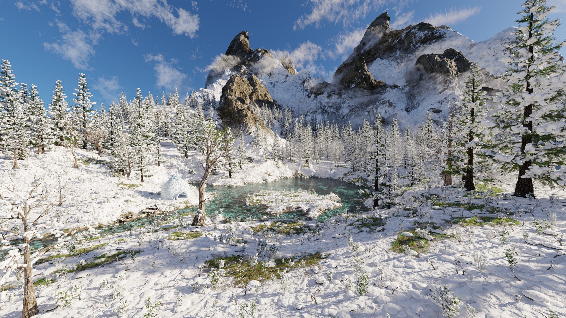 Igloo Snow Landscape Scene 3D Model - TurboSquid 1965247