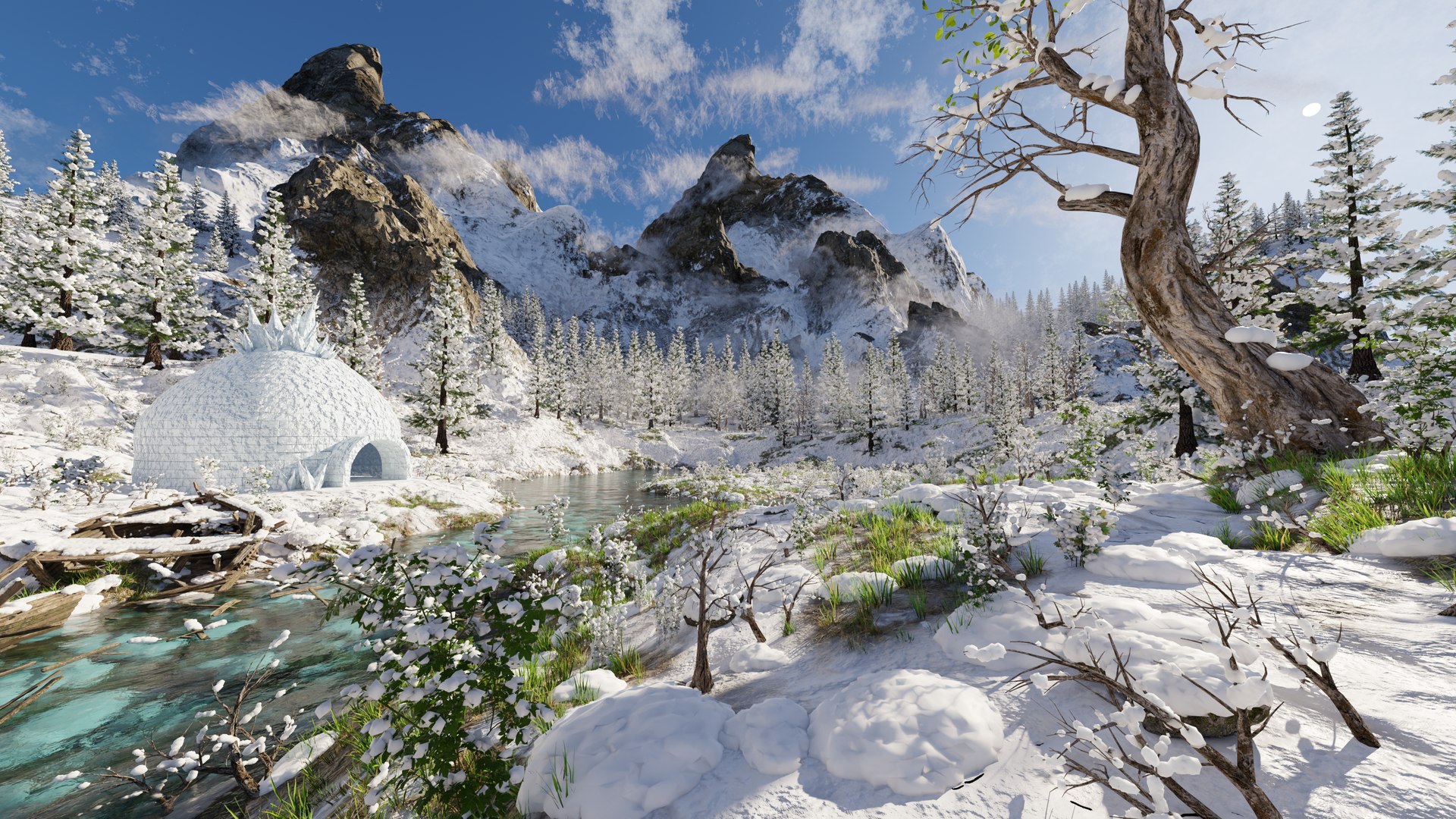 Igloo Snow Landscape Scene 3D Model - TurboSquid 1965247