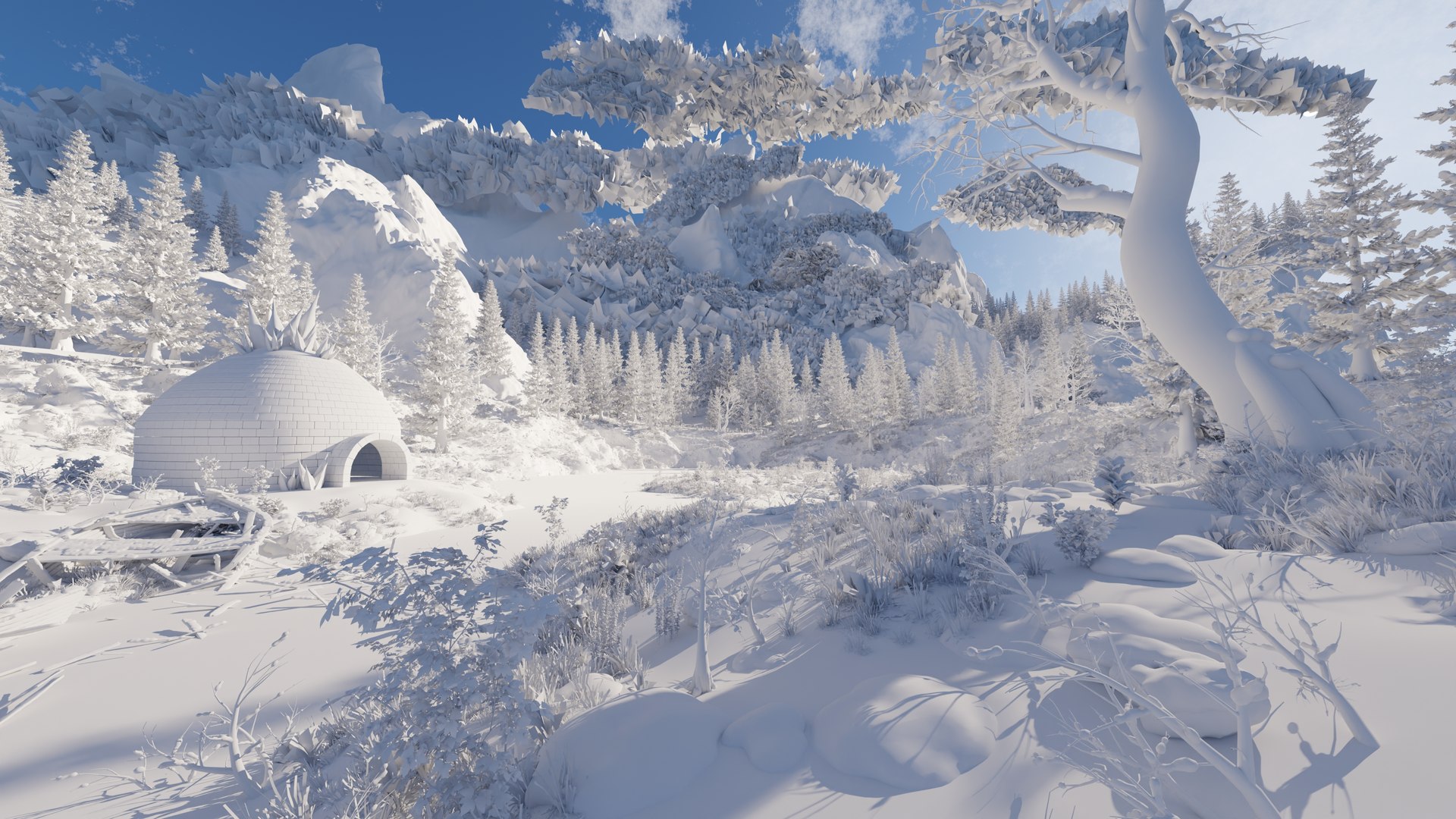 Igloo Snow Landscape Scene 3D Model - TurboSquid 1965247