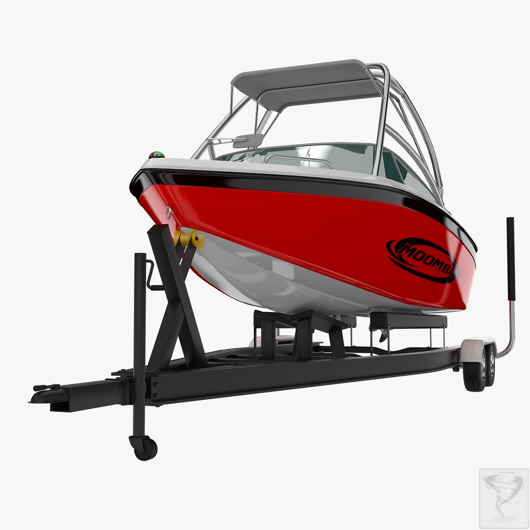 boat trailer motorboat 3d model