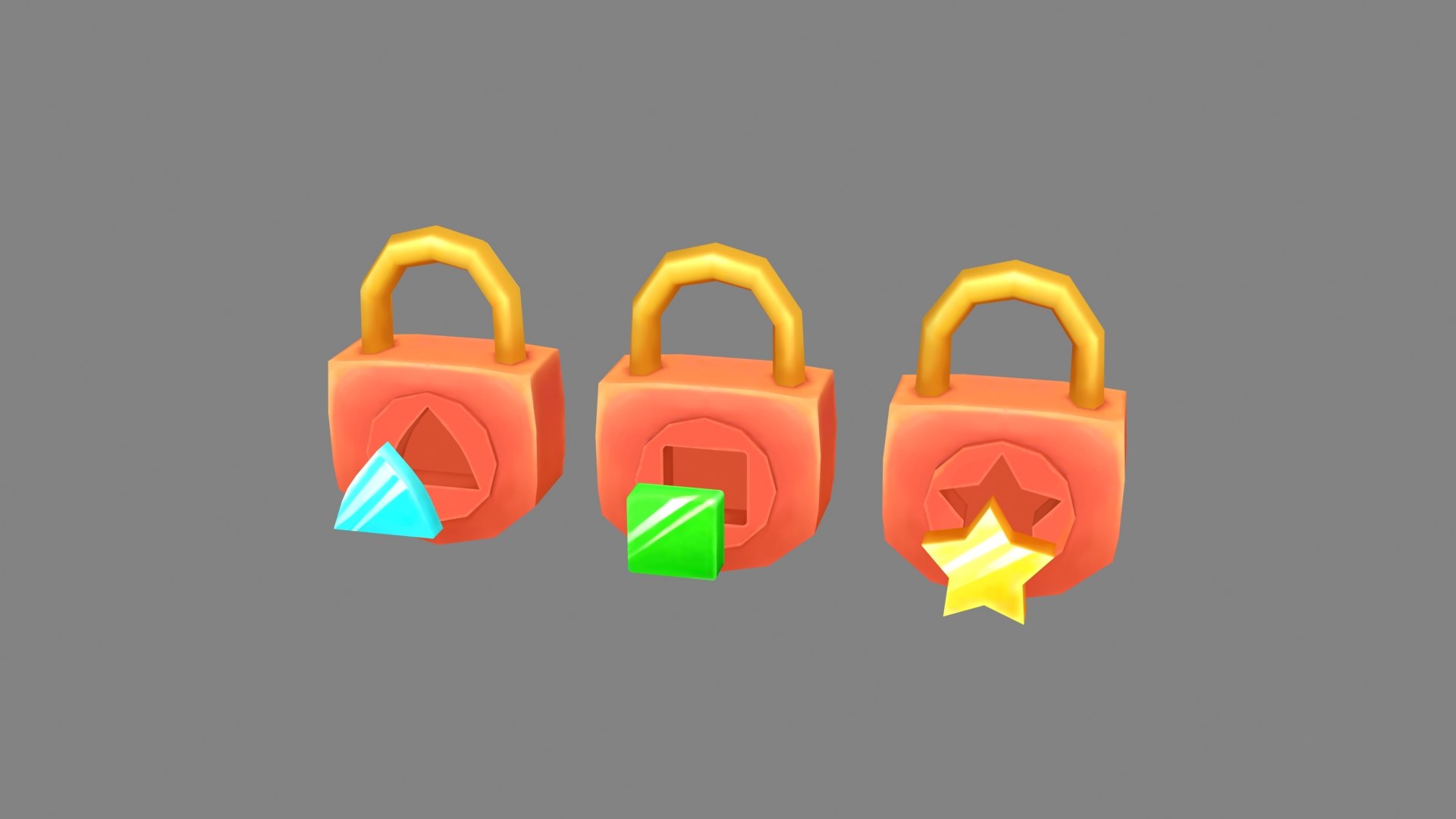 3D Cartoon Padlock - Gemstone - Solving Puzzles Model - TurboSquid 2109486
