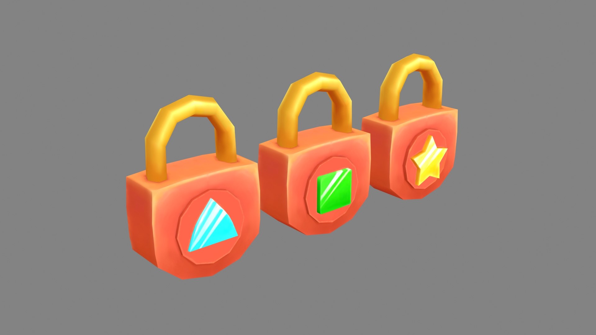 3D Cartoon Padlock - Gemstone - Solving Puzzles Model - TurboSquid 2109486