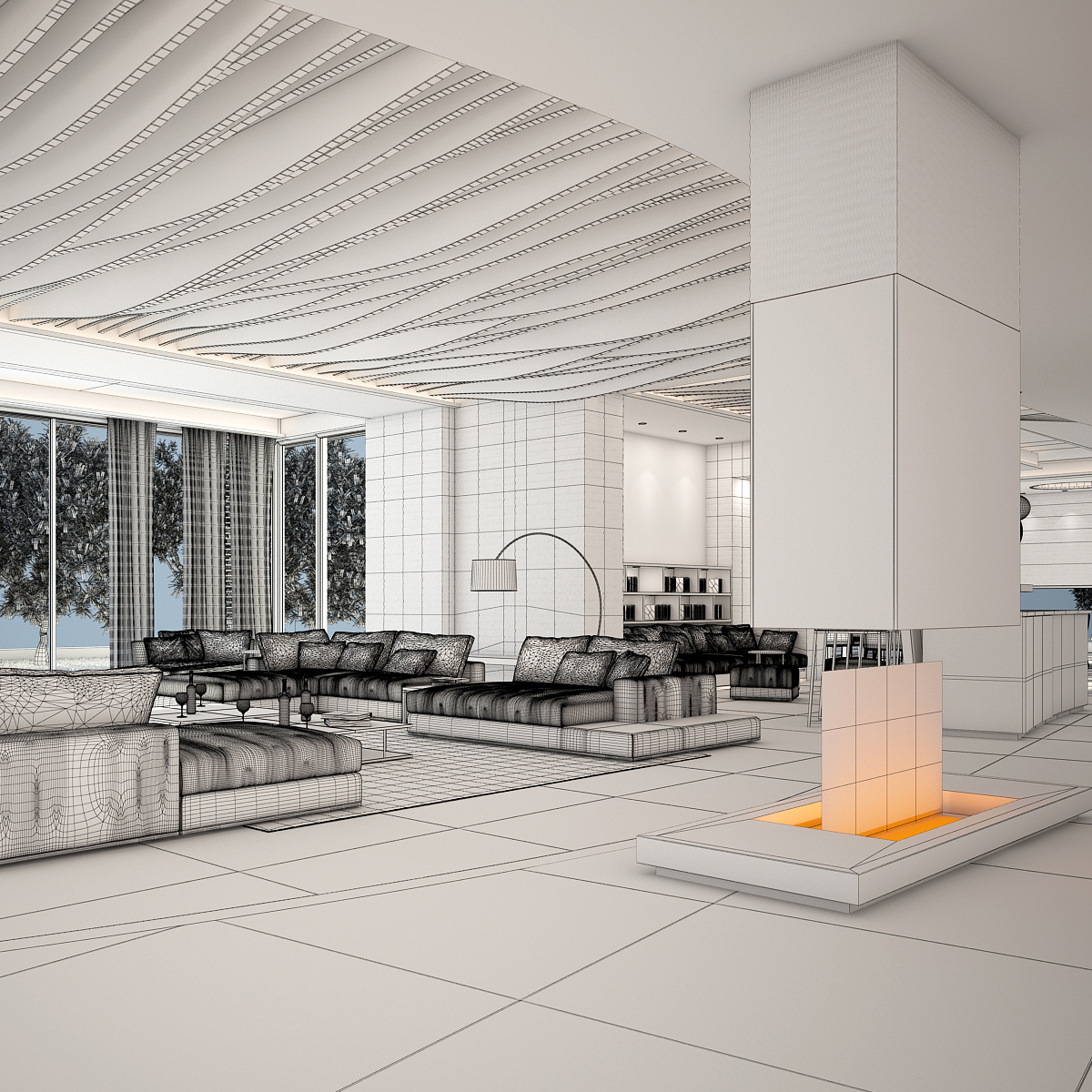 3d model scene realistic modern