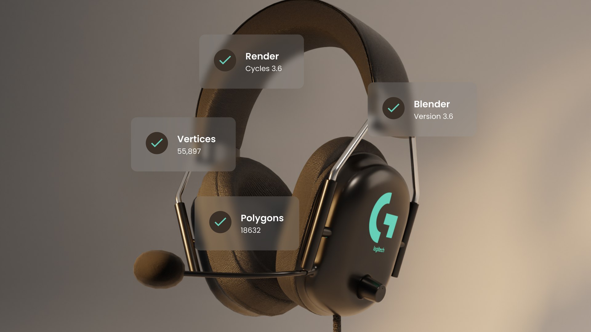 3D Logitech Military Green Headphones A Stunning Blender Creation ...