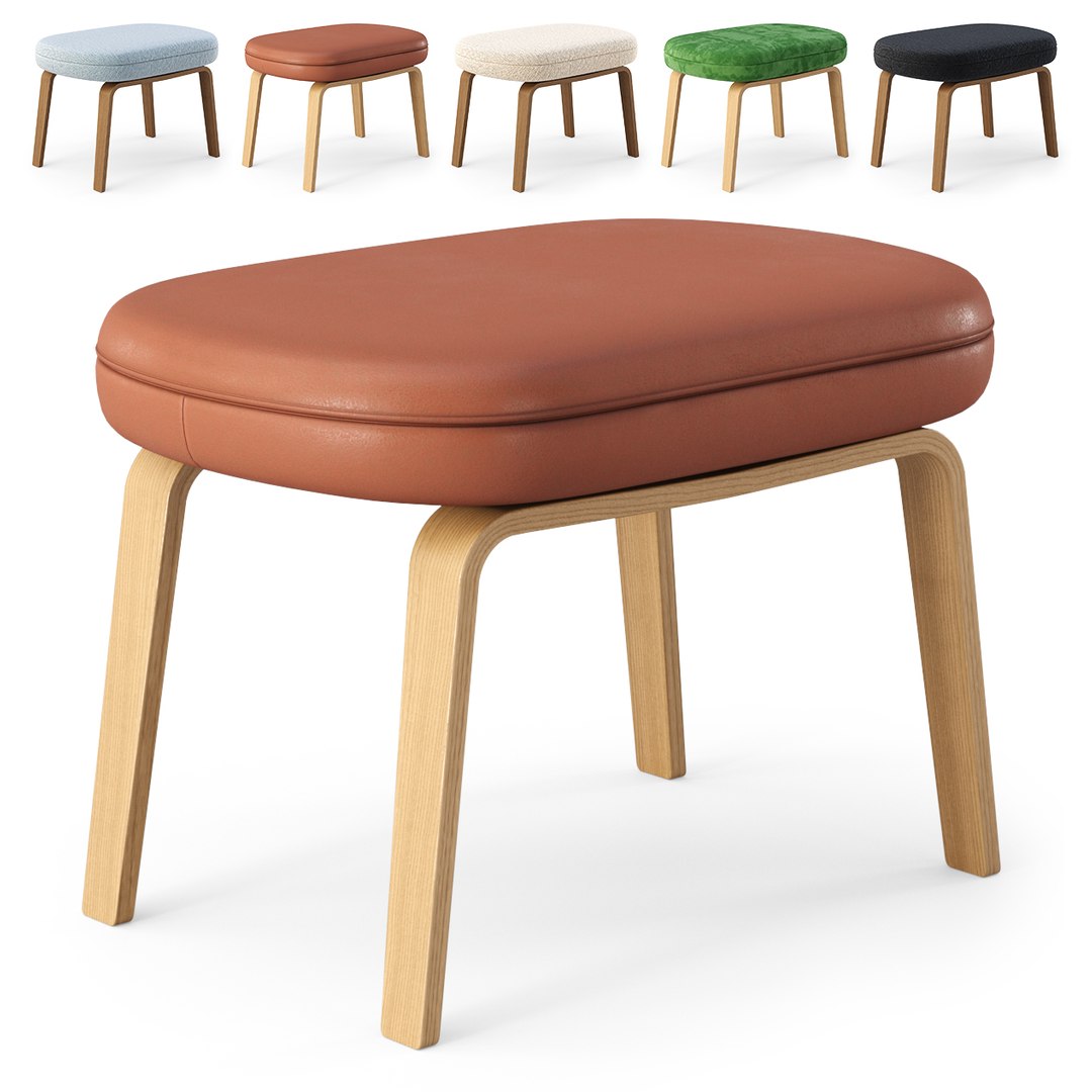 3D model Era Normann Copenhagen Footstool with Wood Legs - TurboSquid ...