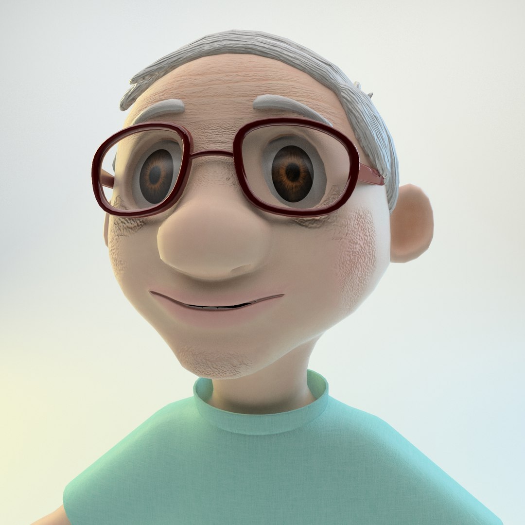 Cartoon Old Man Modeled 3D Model - TurboSquid 1621317