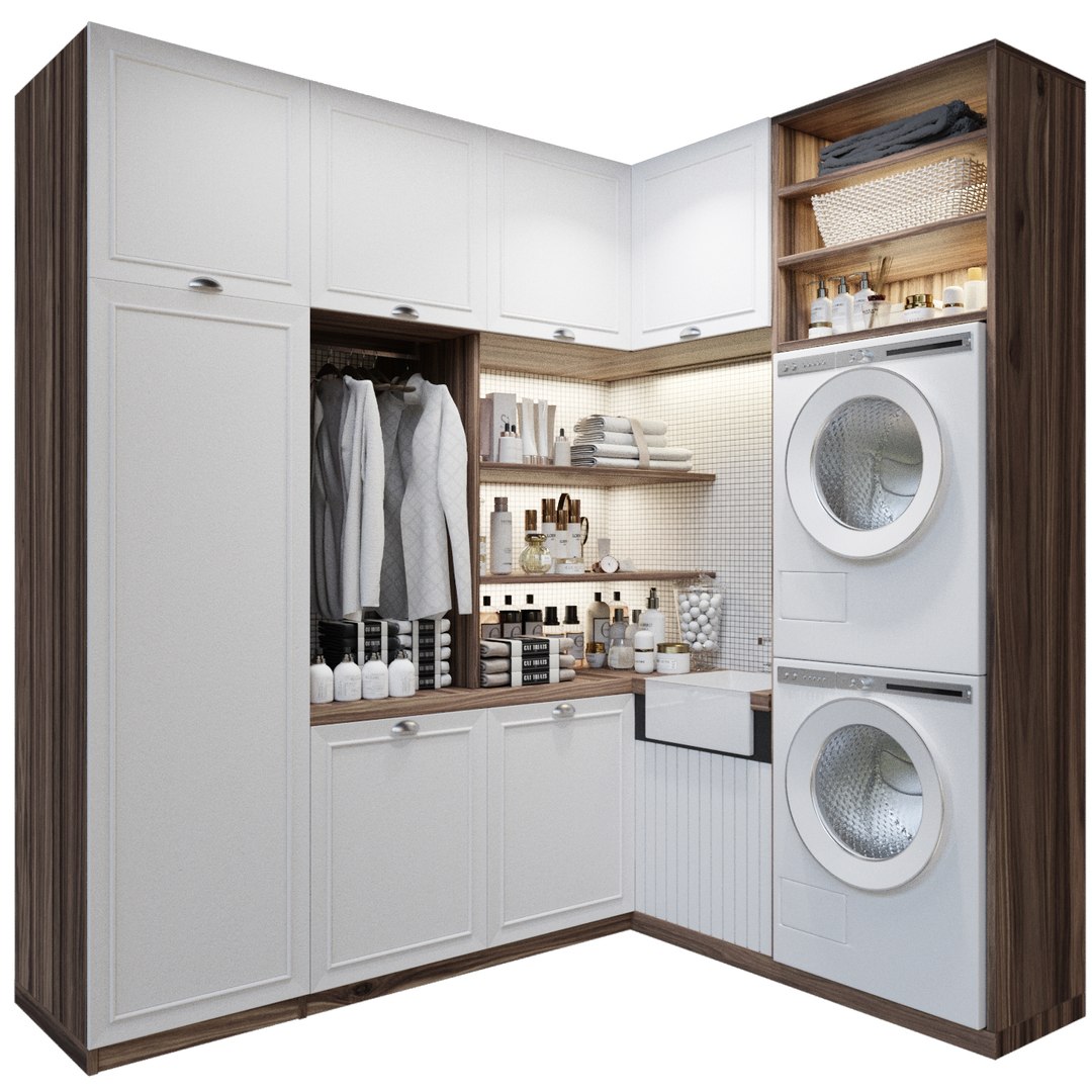 Modern Laundry Room With Clothes And Cosmetics 2 3D Model - TurboSquid ...