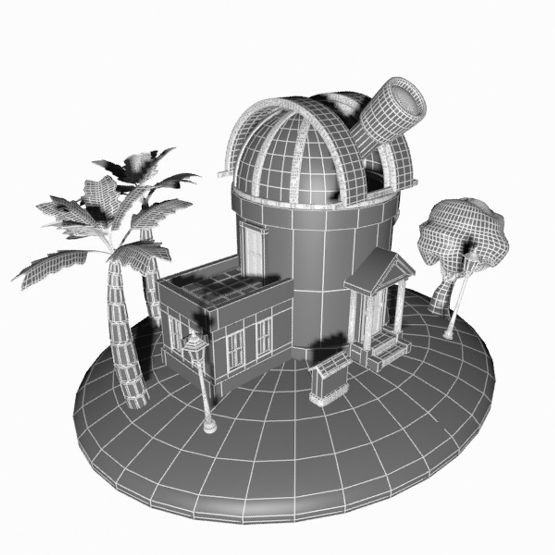 Cartoon Observatory Toon 3d Model