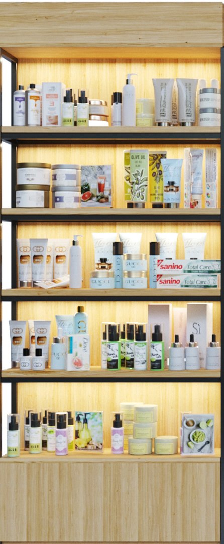 3D Cosmetics Rack Showcase Cream Shampoo Cream Lotion Foundation ...