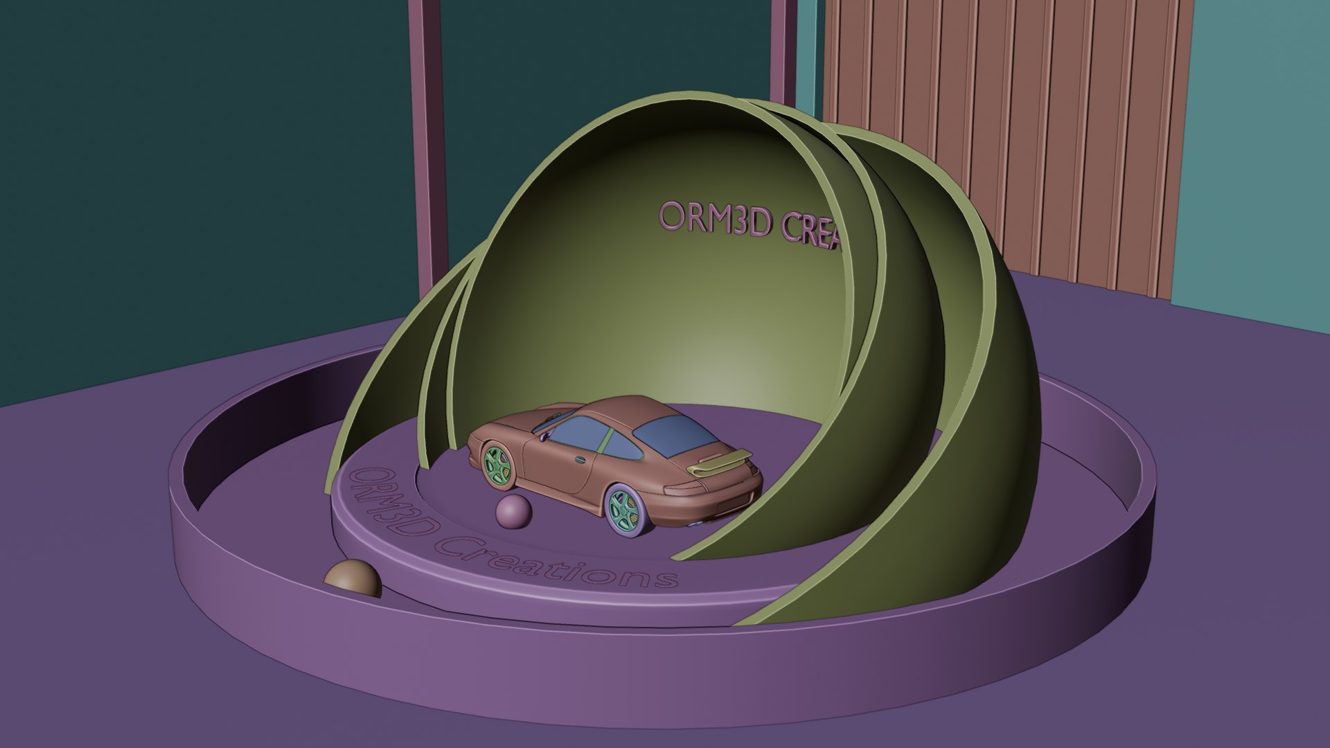 3D Futuristic 3D Car Display Booth Neon Lighting Exhibition Expo 3D ...