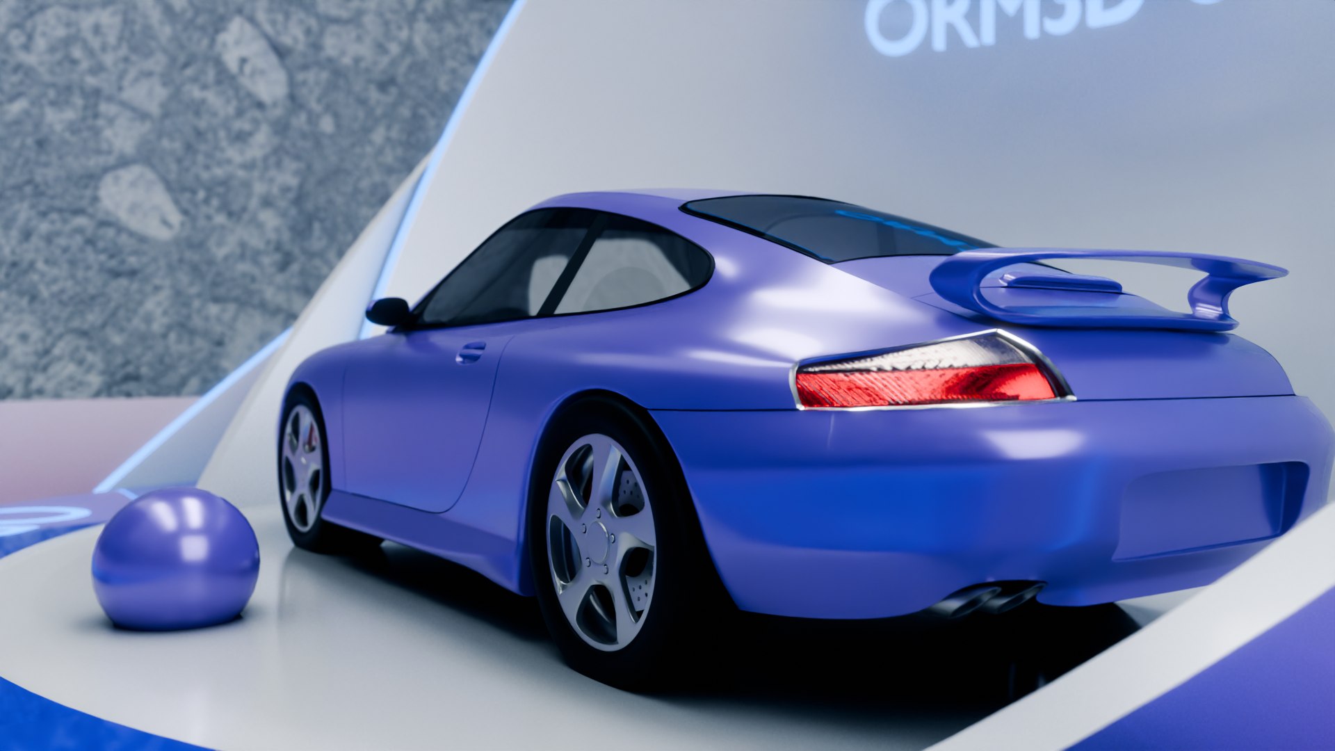 3D Futuristic 3D Car Display Booth Neon Lighting Exhibition Expo 3D ...