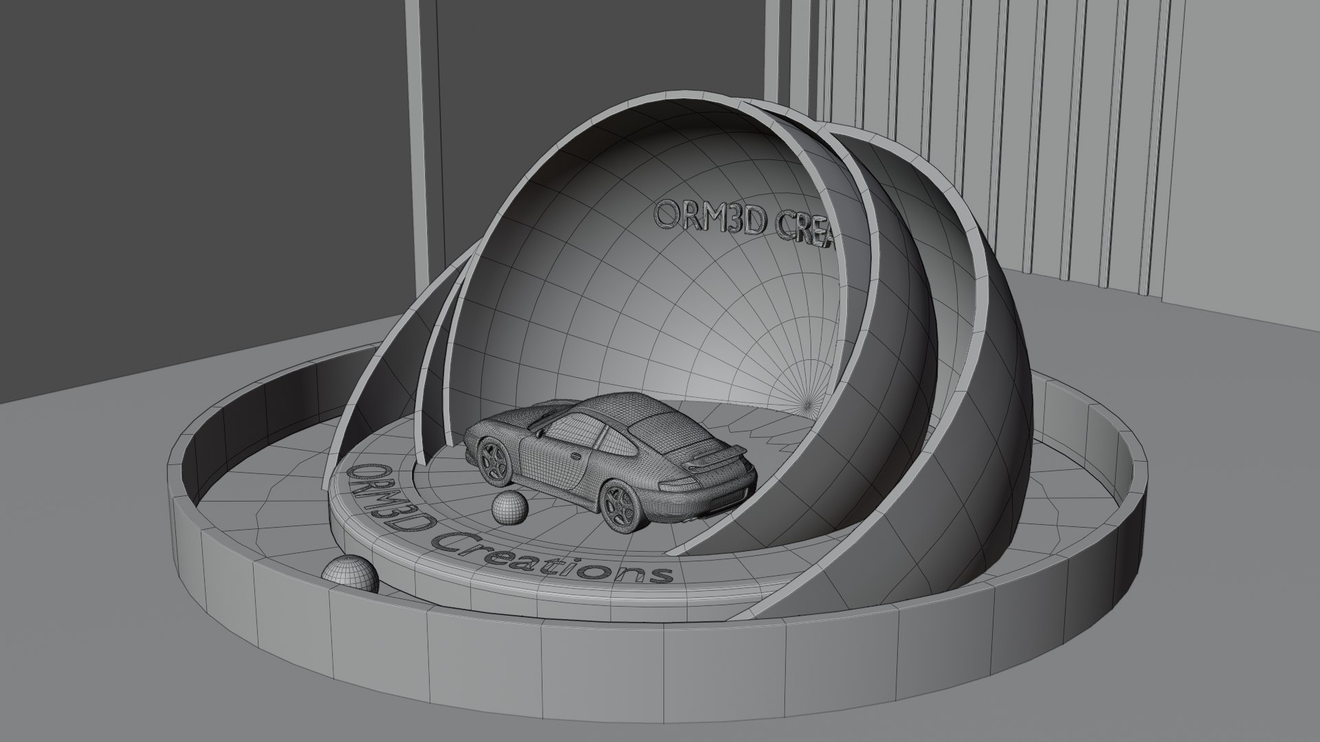 3D Futuristic 3D Car Display Booth Neon Lighting Exhibition Expo 3D ...