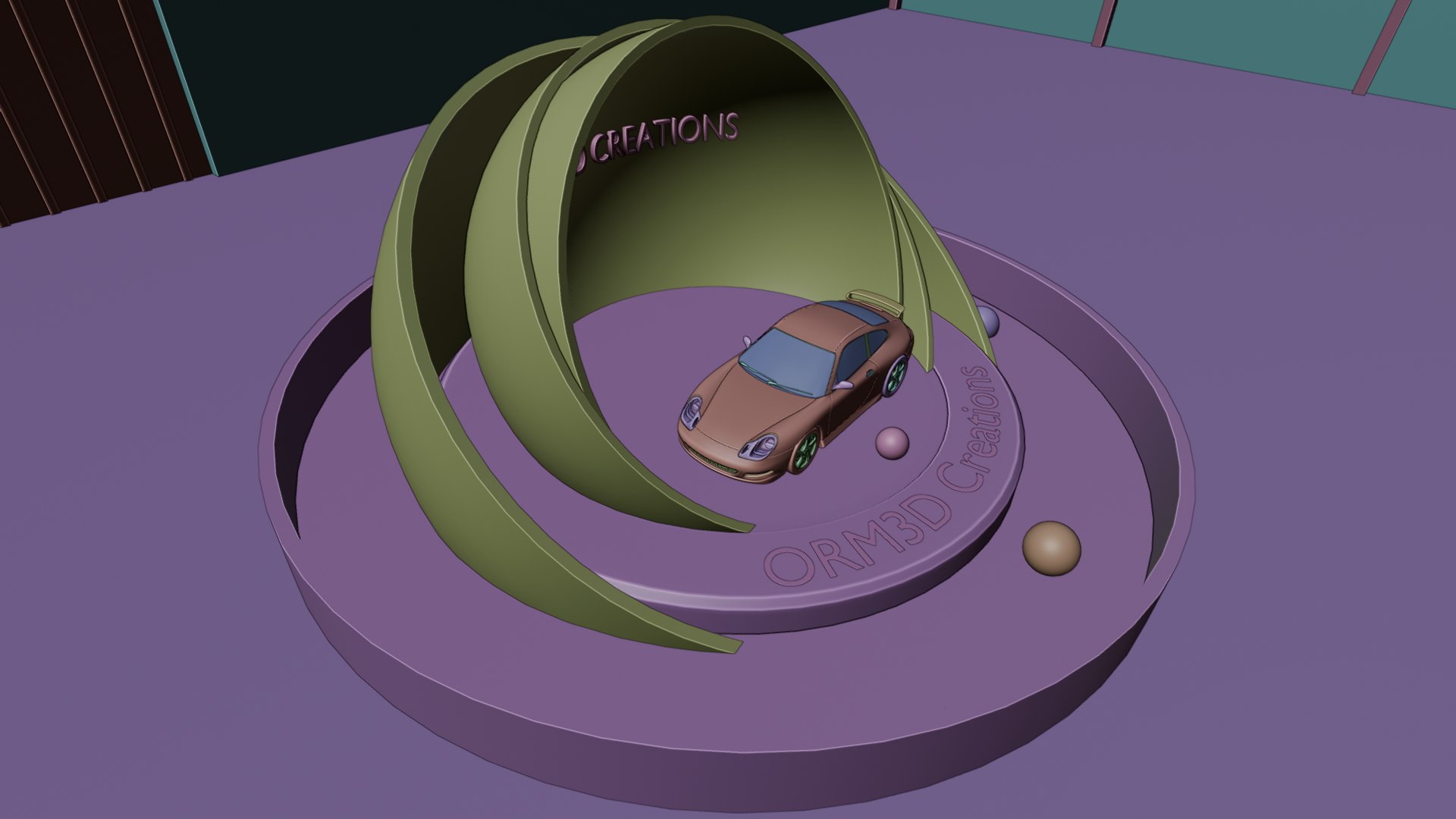 3D Futuristic 3D Car Display Booth Neon Lighting Exhibition Expo 3D ...