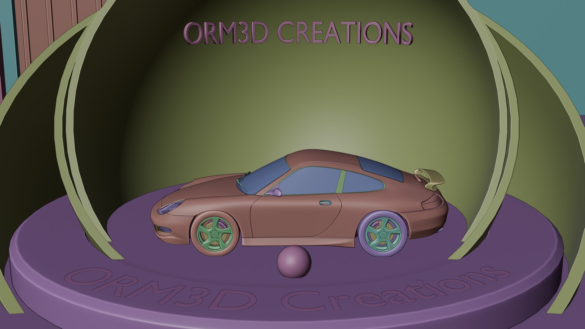 3D Futuristic 3D Car Display Booth Neon Lighting Exhibition Expo 3D ...