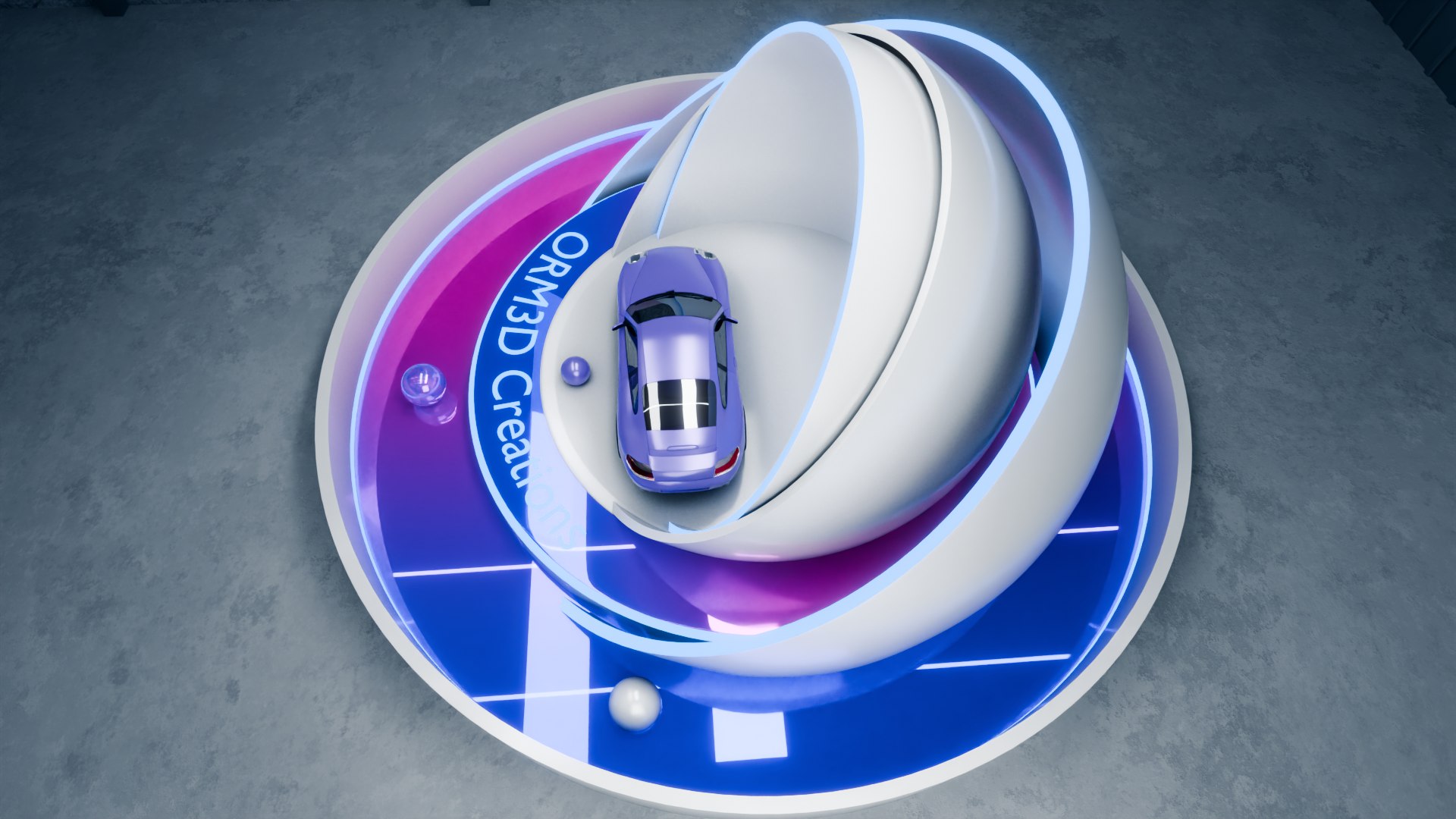 3D Futuristic 3D Car Display Booth Neon Lighting Exhibition Expo 3D ...