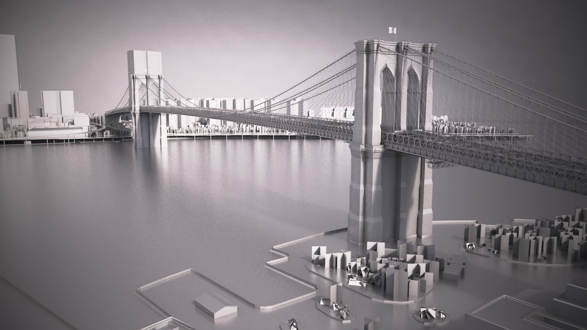 3d brooklyn bridge model