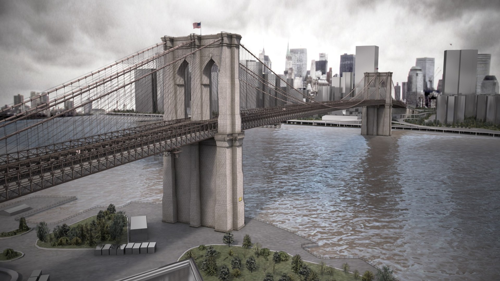 3d brooklyn bridge model