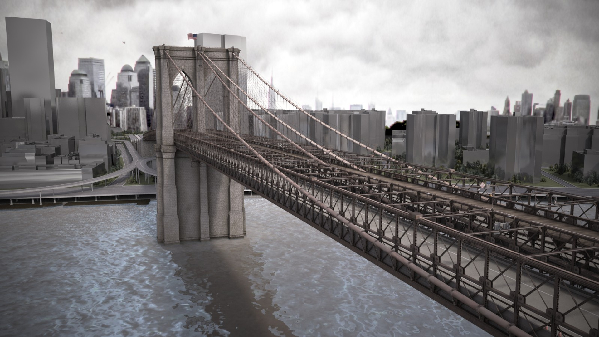 3d brooklyn bridge model