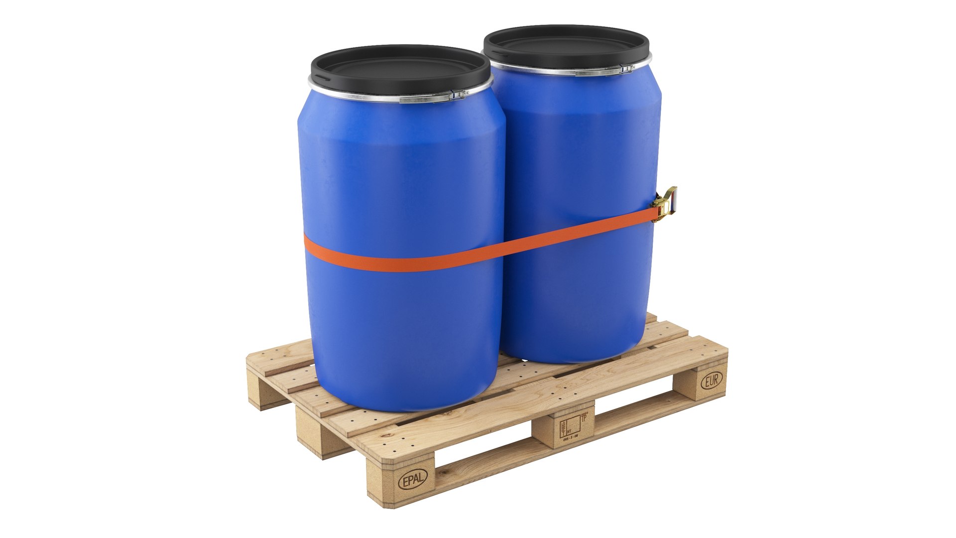 Plastic Barrels On A Pallet 3D Model - TurboSquid 2013364