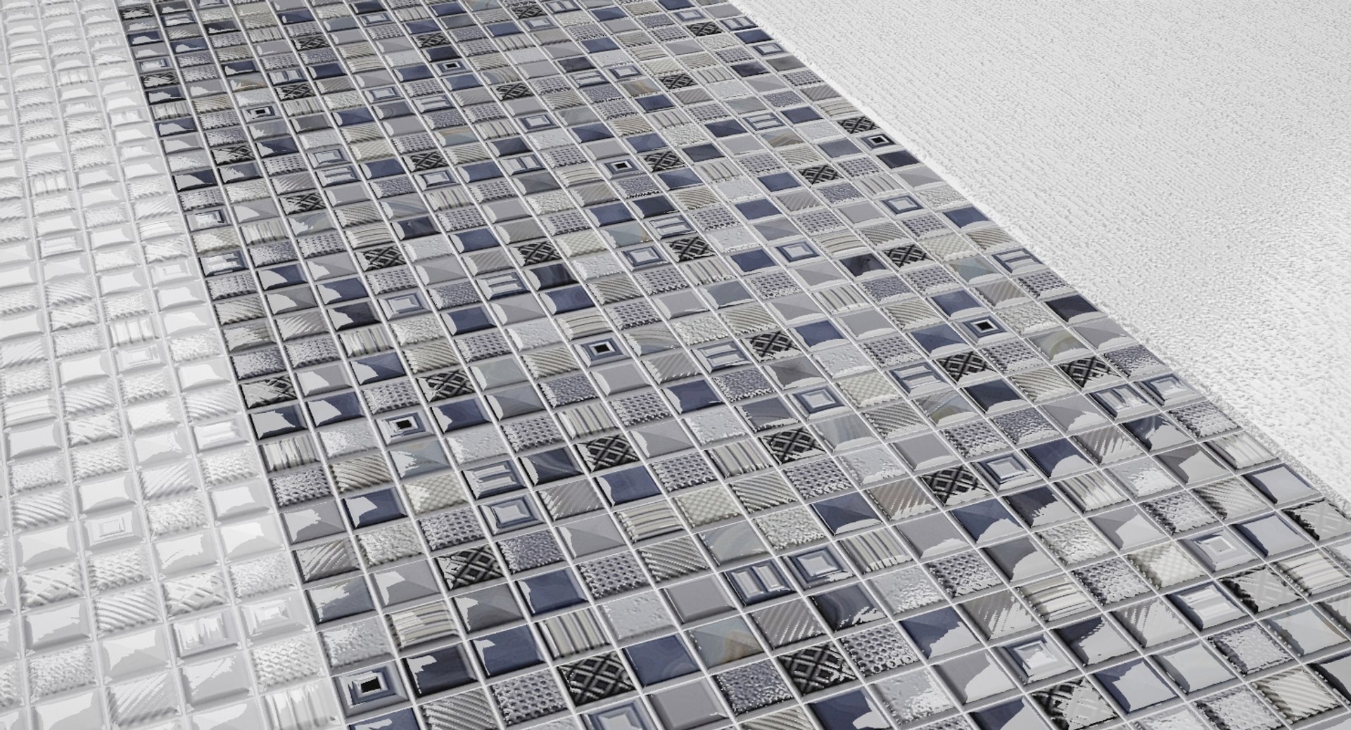 3d Tile Wall Glass Azul Model
