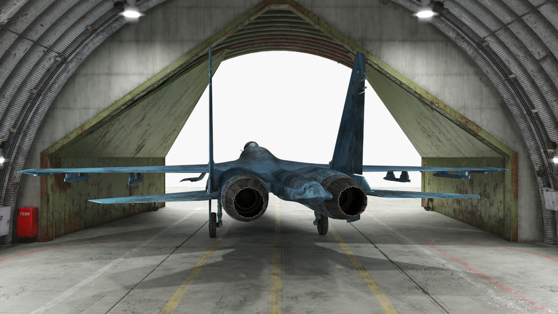 3D Model Abandoned Hardened Shelter Aircraft With Fighter Jet ...
