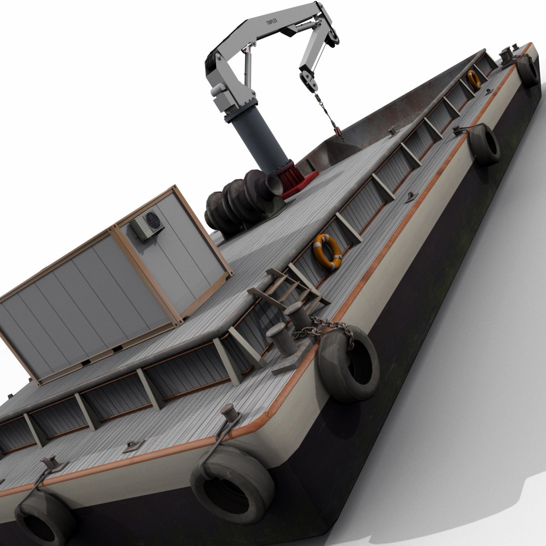 3d Barge Deck Crane Model