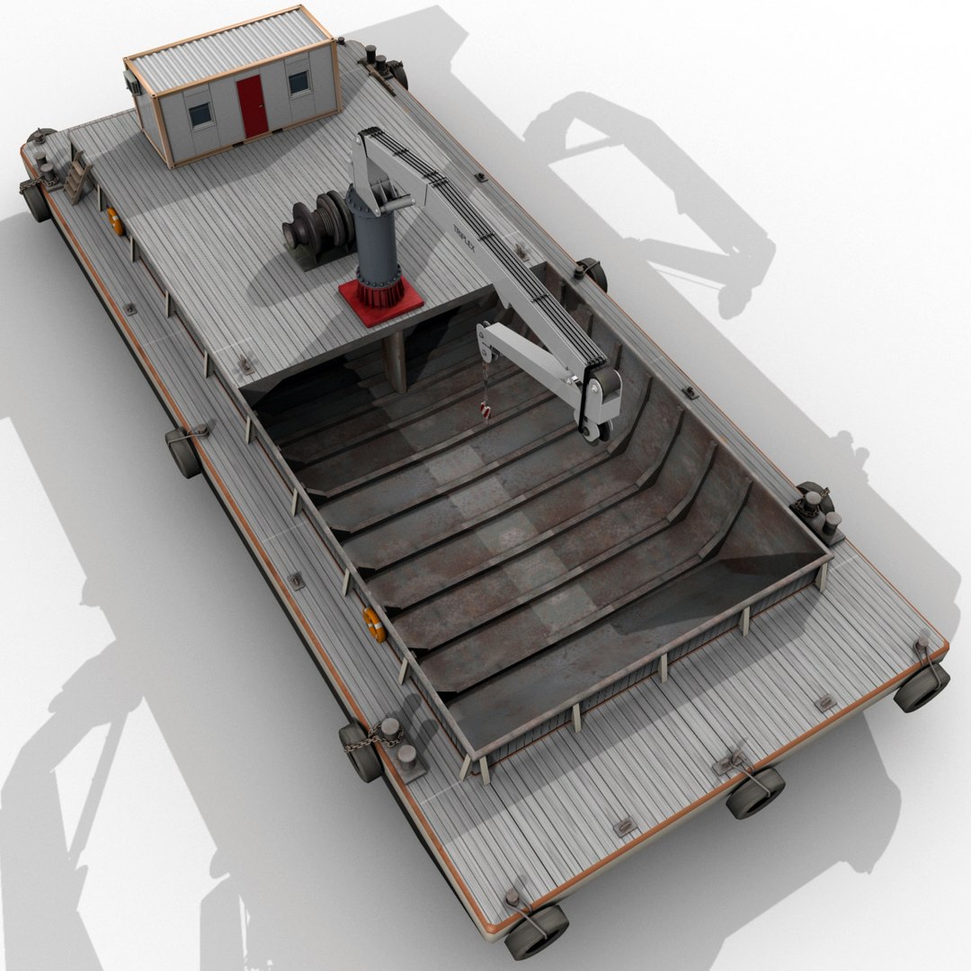 3d Barge Deck Crane Model