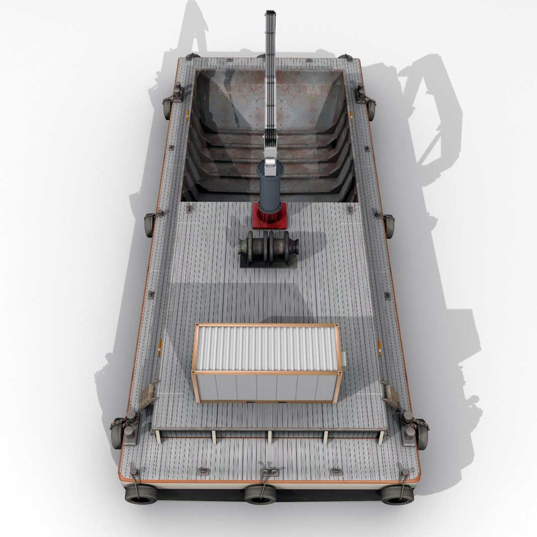 3d Barge Deck Crane Model