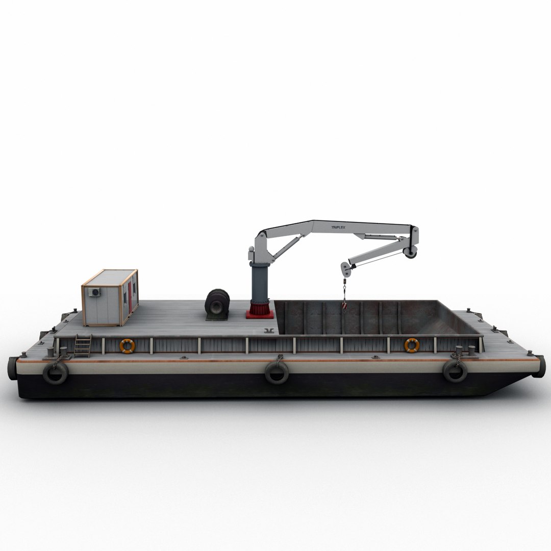 3d Barge Deck Crane Model
