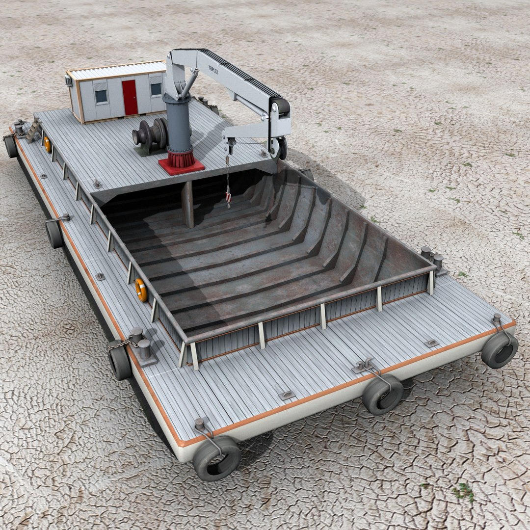 3d Barge Deck Crane Model