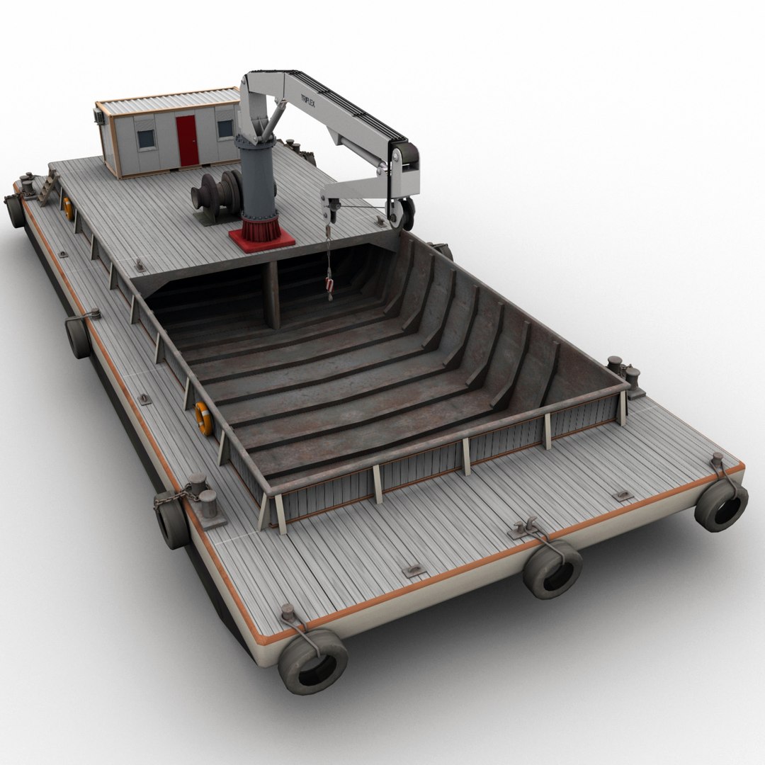 3d Barge Deck Crane Model