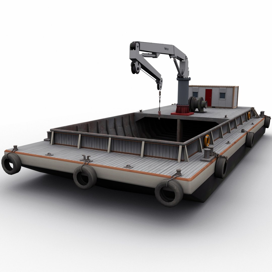 3d Barge Deck Crane Model