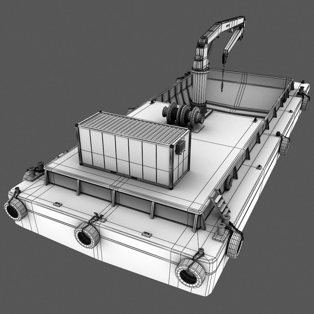 3d Barge Deck Crane Model