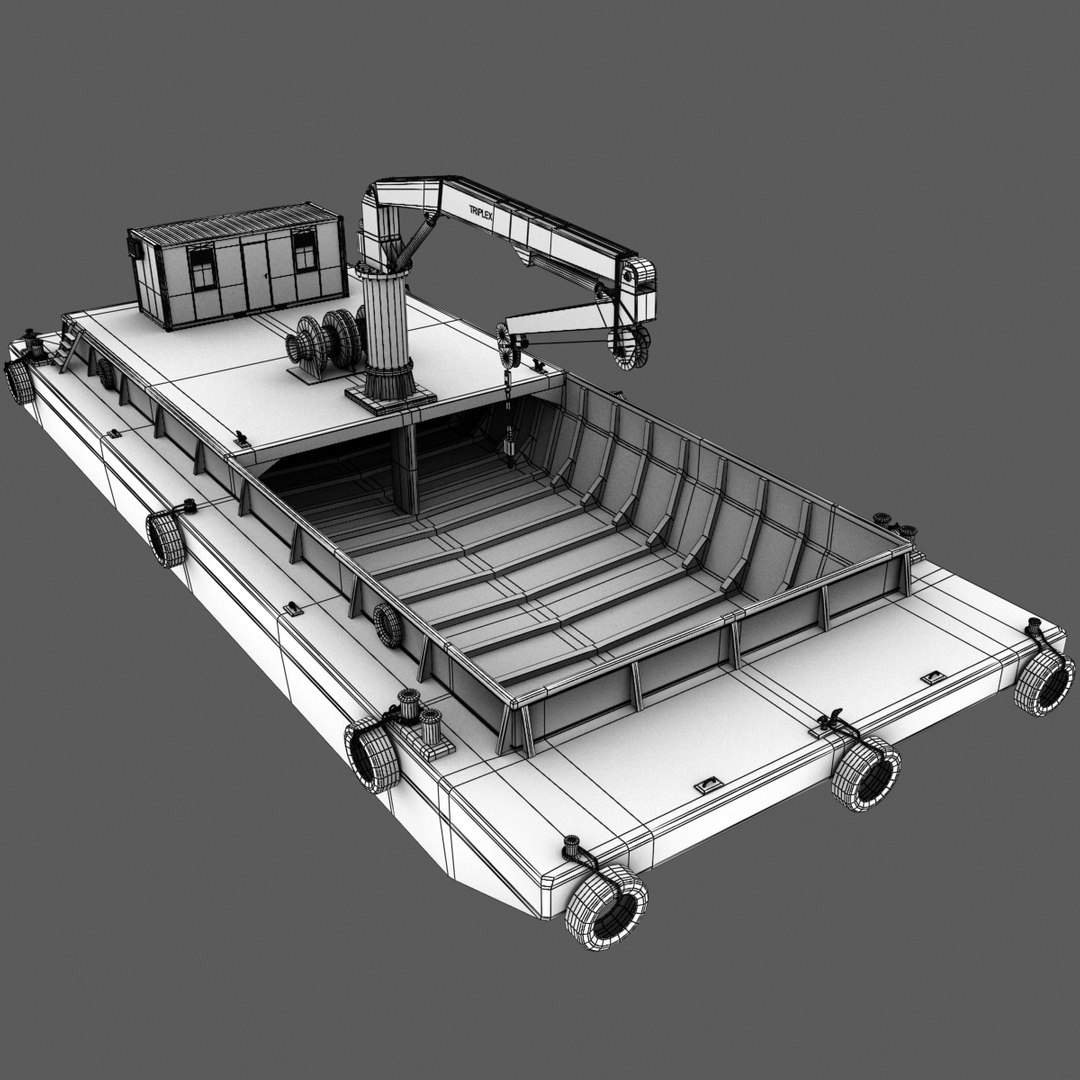 3d Barge Deck Crane Model