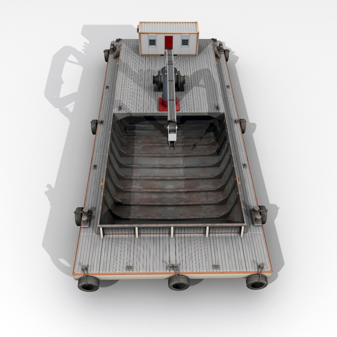 3d Barge Deck Crane Model