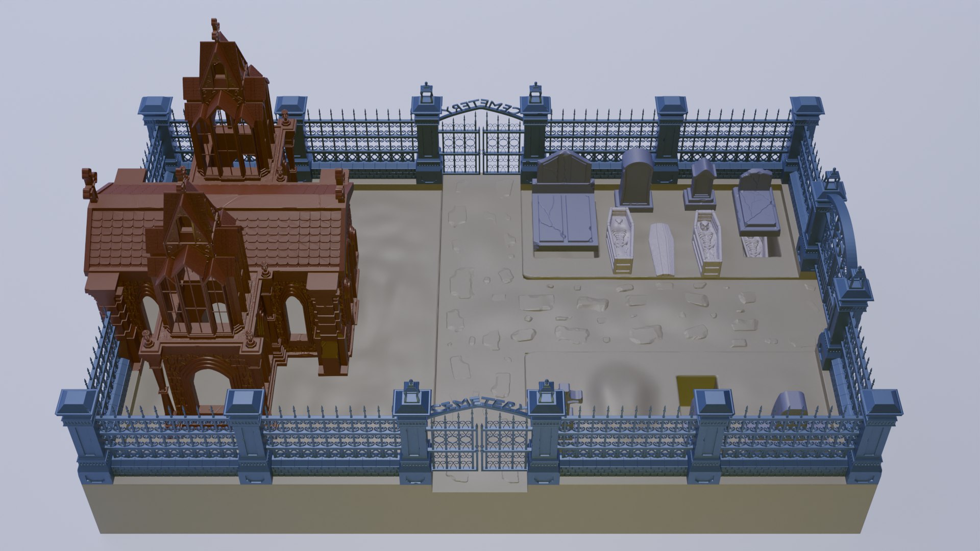 Cemetery And Its Contents Model - TurboSquid 2235724