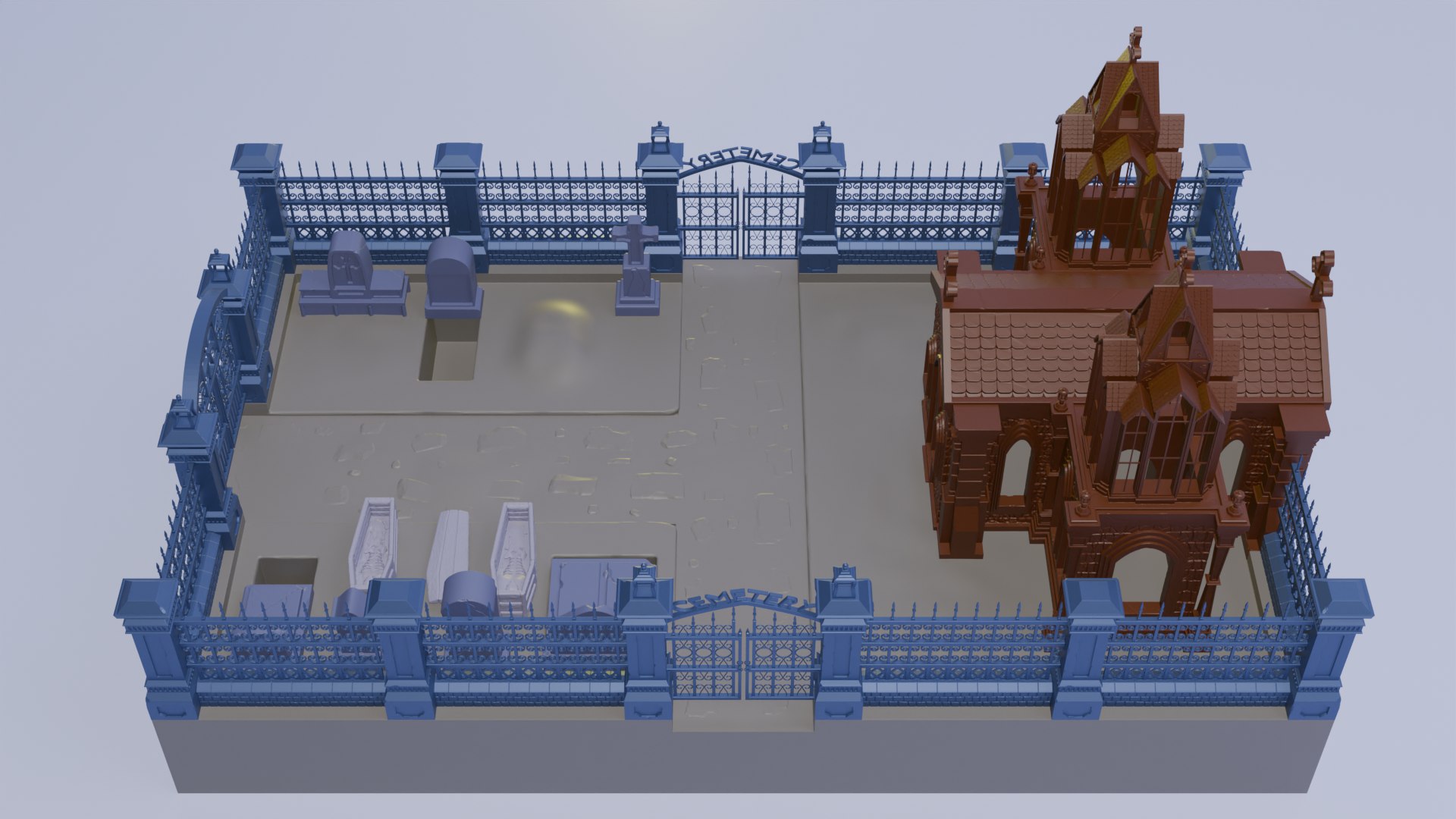Cemetery And Its Contents Model - TurboSquid 2235724