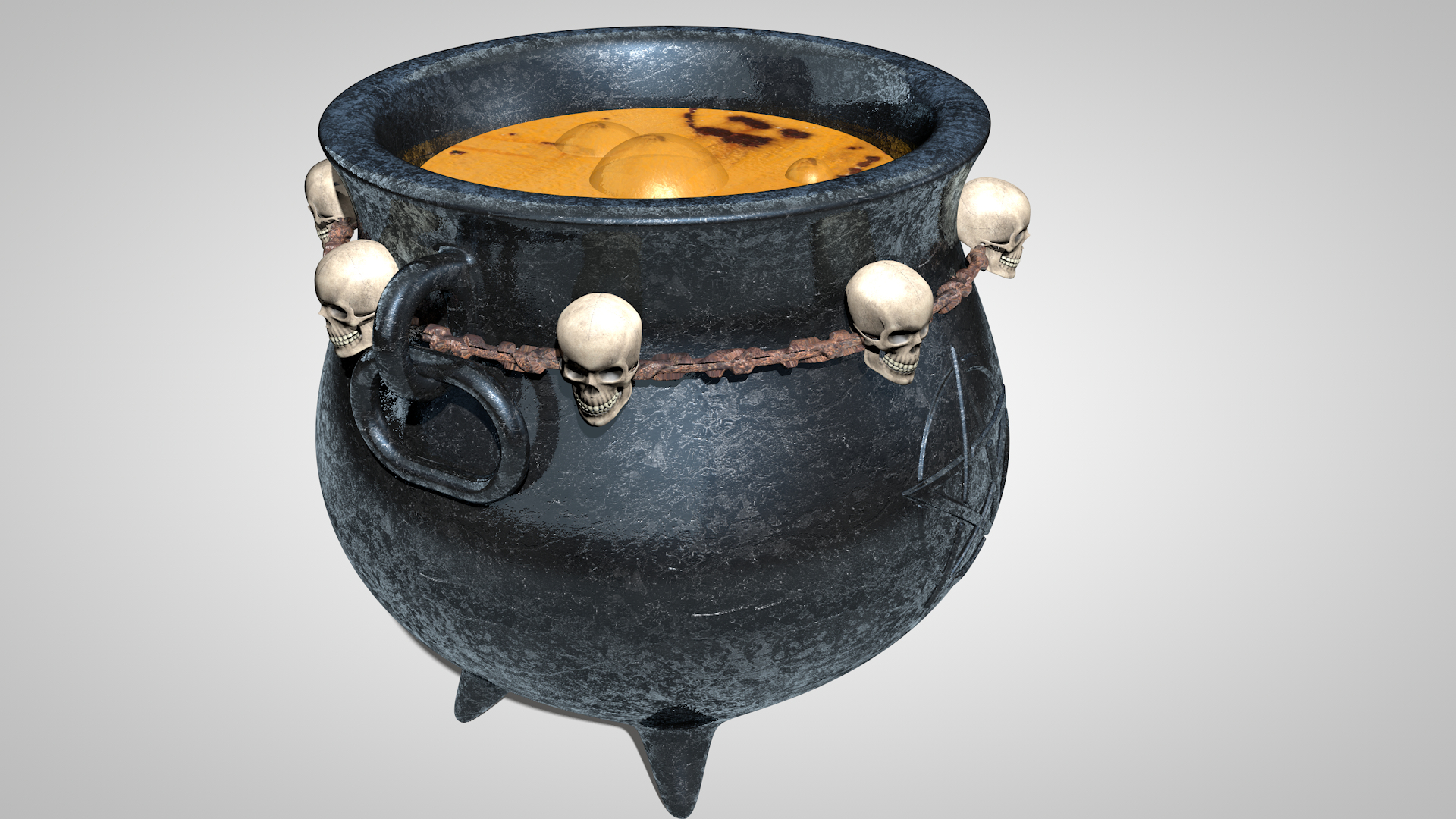 3d model witch caldron