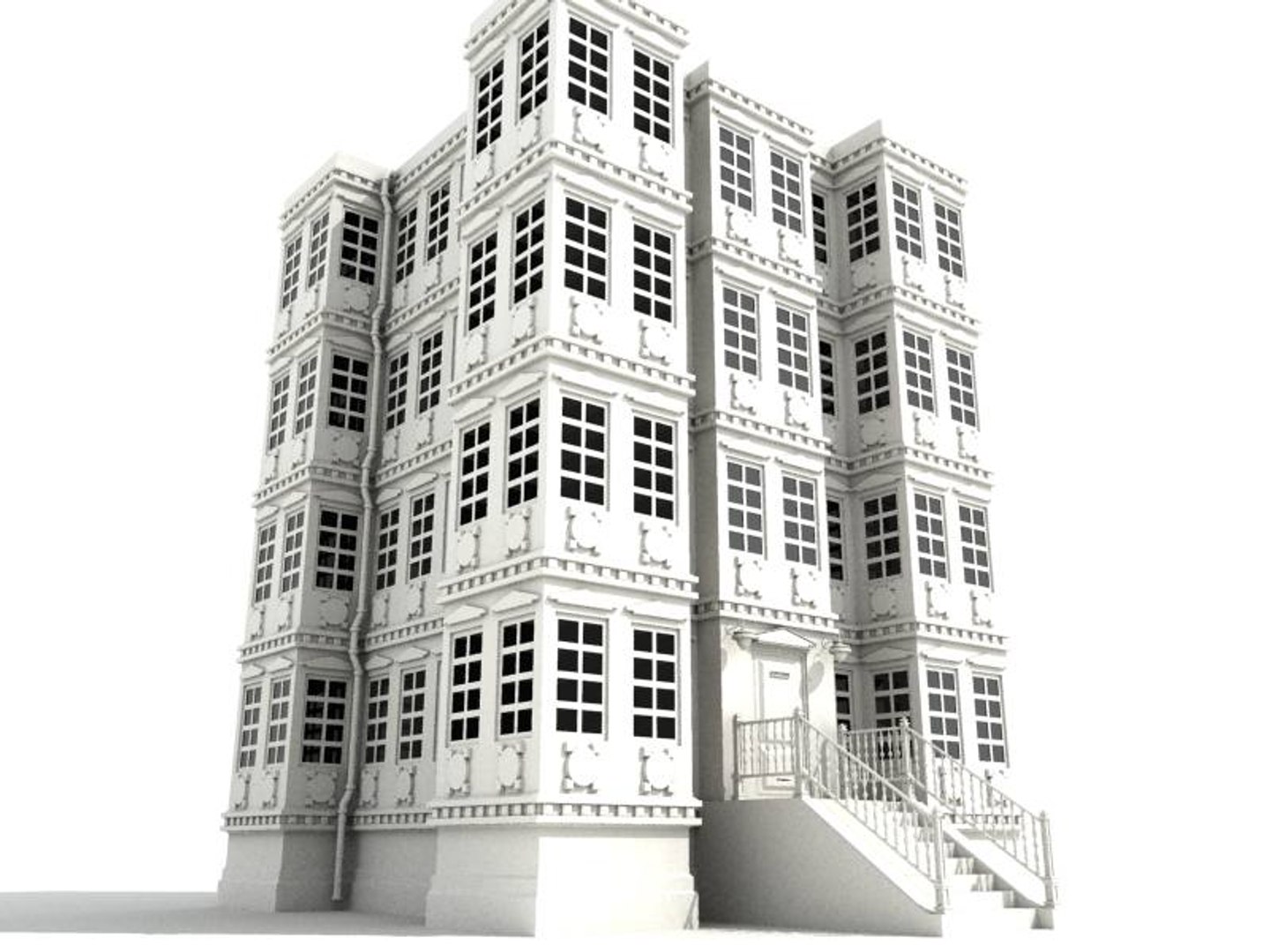 Old Building 4 Storey 3d Model