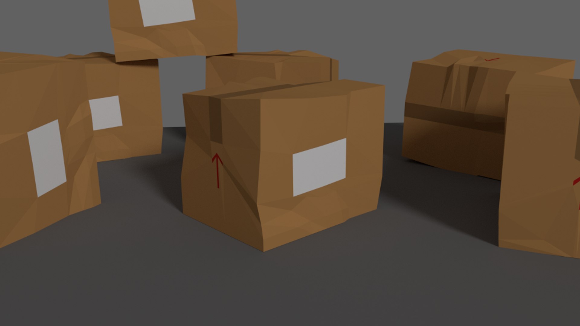 Free Obj Mode Selection Style Cardboard Boxes