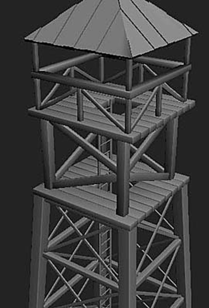 Military Compound Barracks Guard Tower 3d 3ds