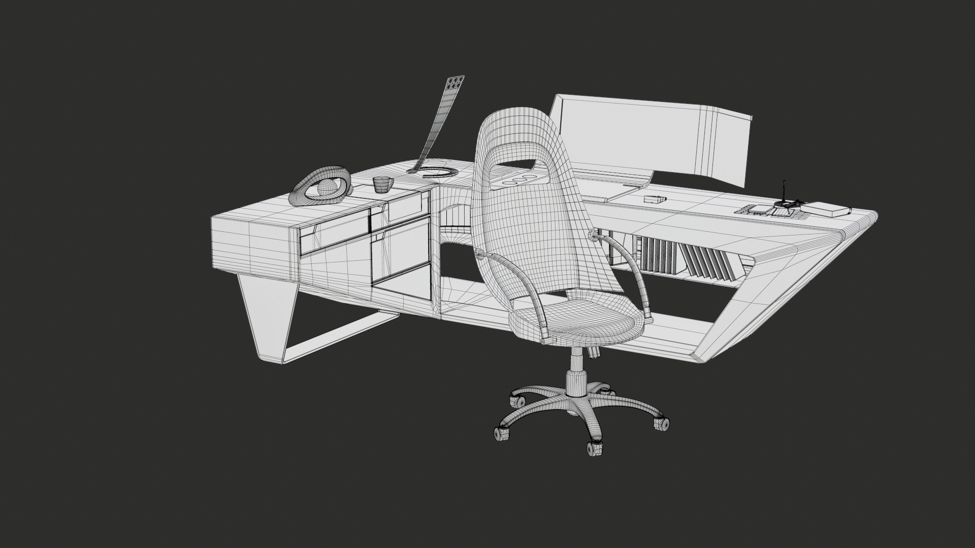 3D Futuristic Sci-Fi Glass Workdesk With Hologram Screen PBR ...