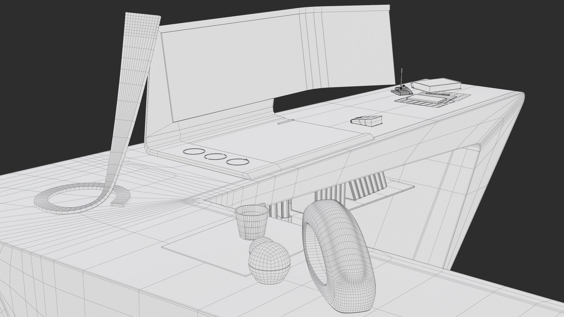 3D Futuristic Sci-Fi Glass Workdesk With Hologram Screen PBR ...