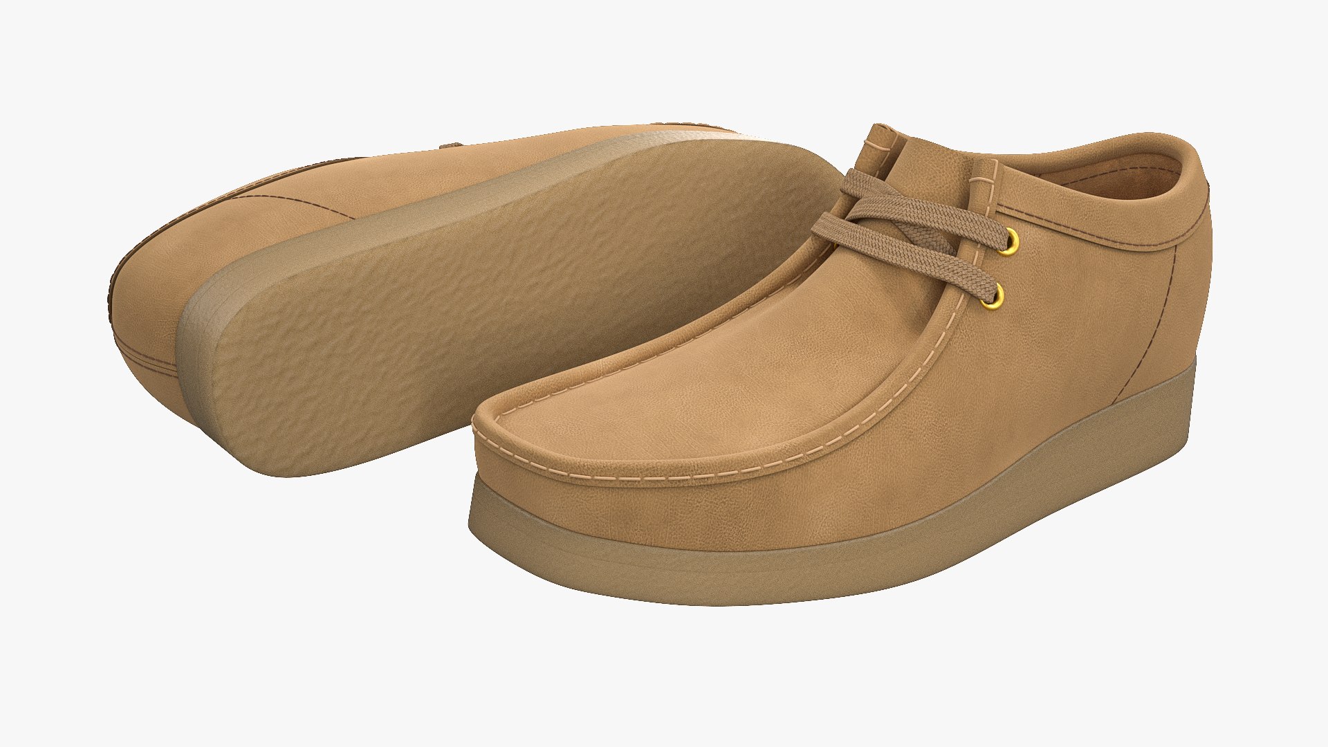 3D Model Clarks Wallabee Mid Tan Leather - TurboSquid 2222372
